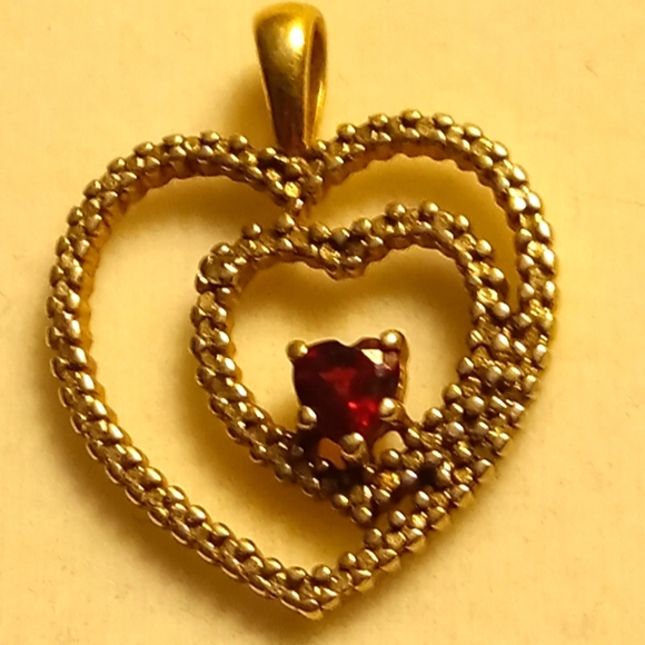 Ross & Simon's | Jewelry | Ross Simons 925 Garnet Diamond Love Heart ...